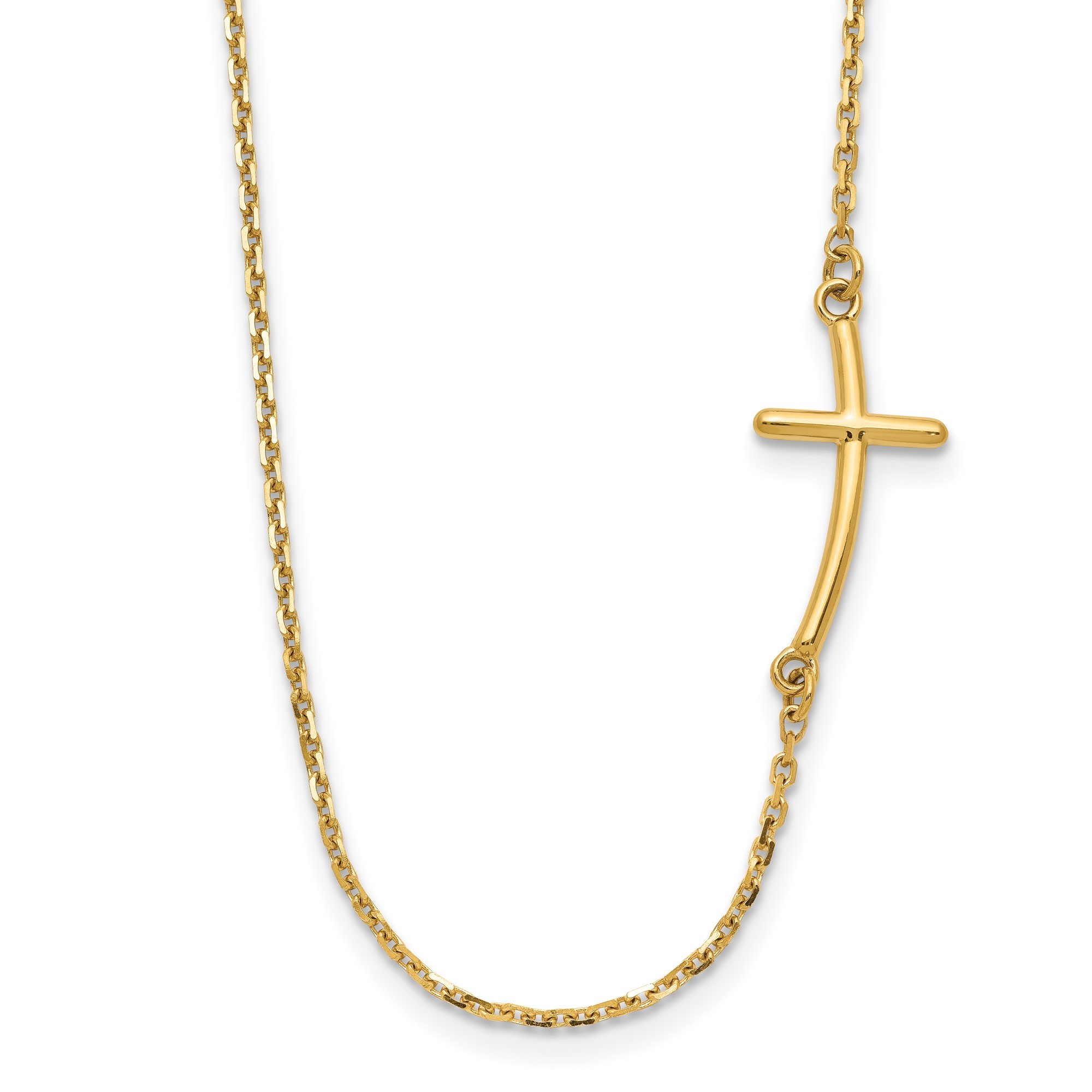 10k Yellow Gold Small Sideways Curved Cross Necklace eBay