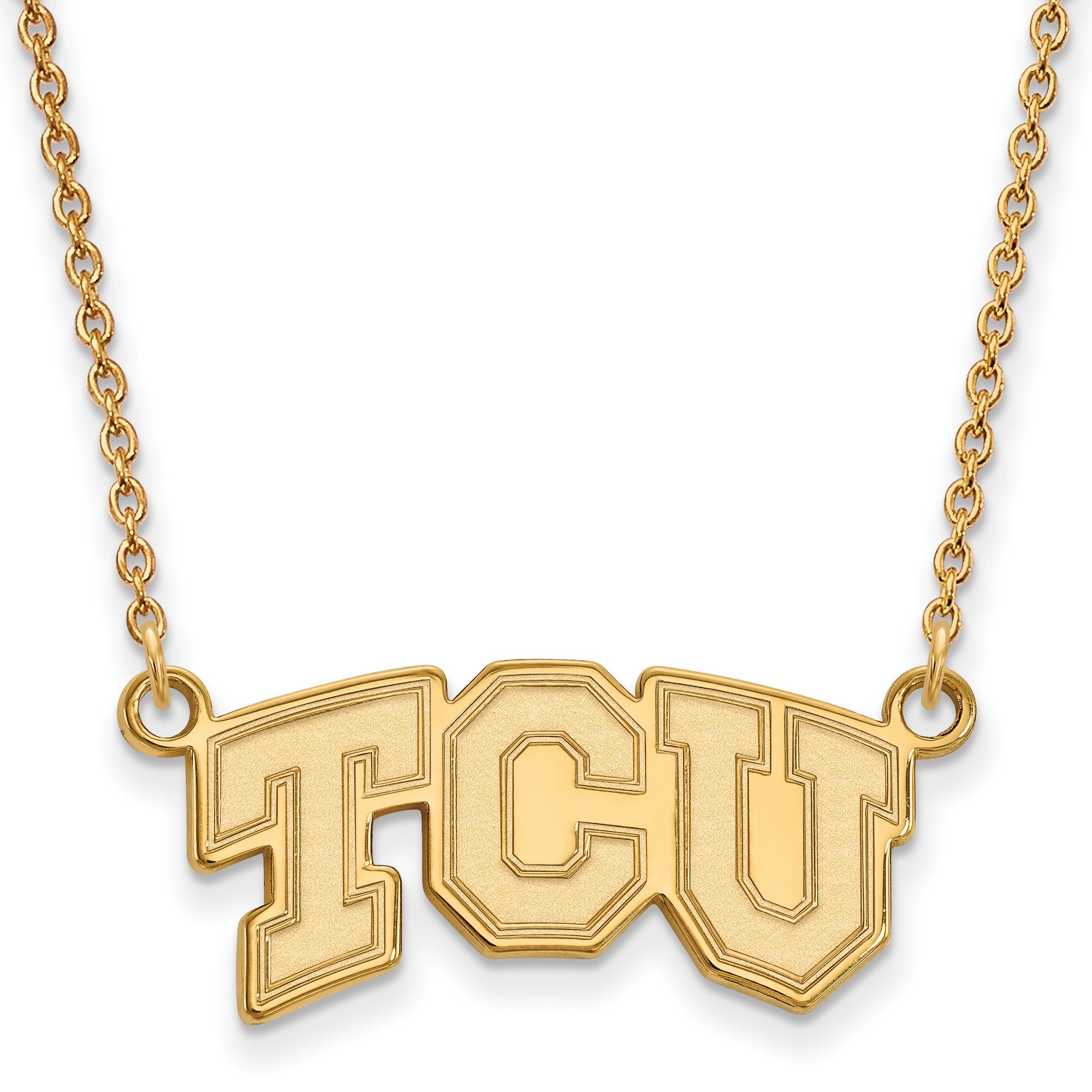 Texas Christian TCU Horned Frogs School Letters Pendant Necklace Gold ...